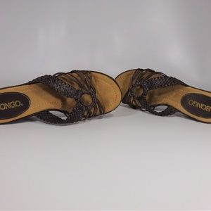 BONGO | Shoes | Bongo Womens Shoes Brown Cork Wedged Heel Slip On ...
